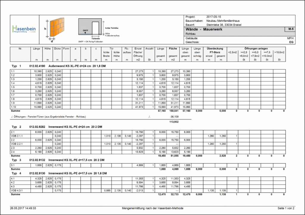 Dienstleistung - HasenbeinPlus - Die Software zur Mengenermittlung